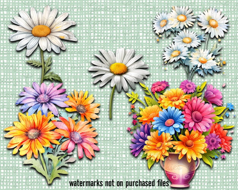 Daisies Clipart, Daisy Clip Art, Floral Clipart Graphics, Flowers ...