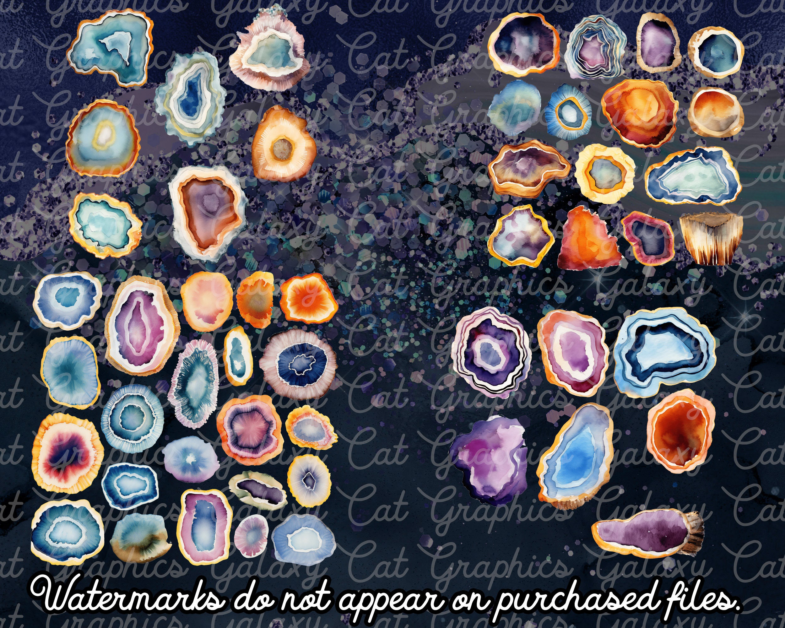 Agate Clipart, Agate Alices, Watercolor Agate Art, Digital Download ...