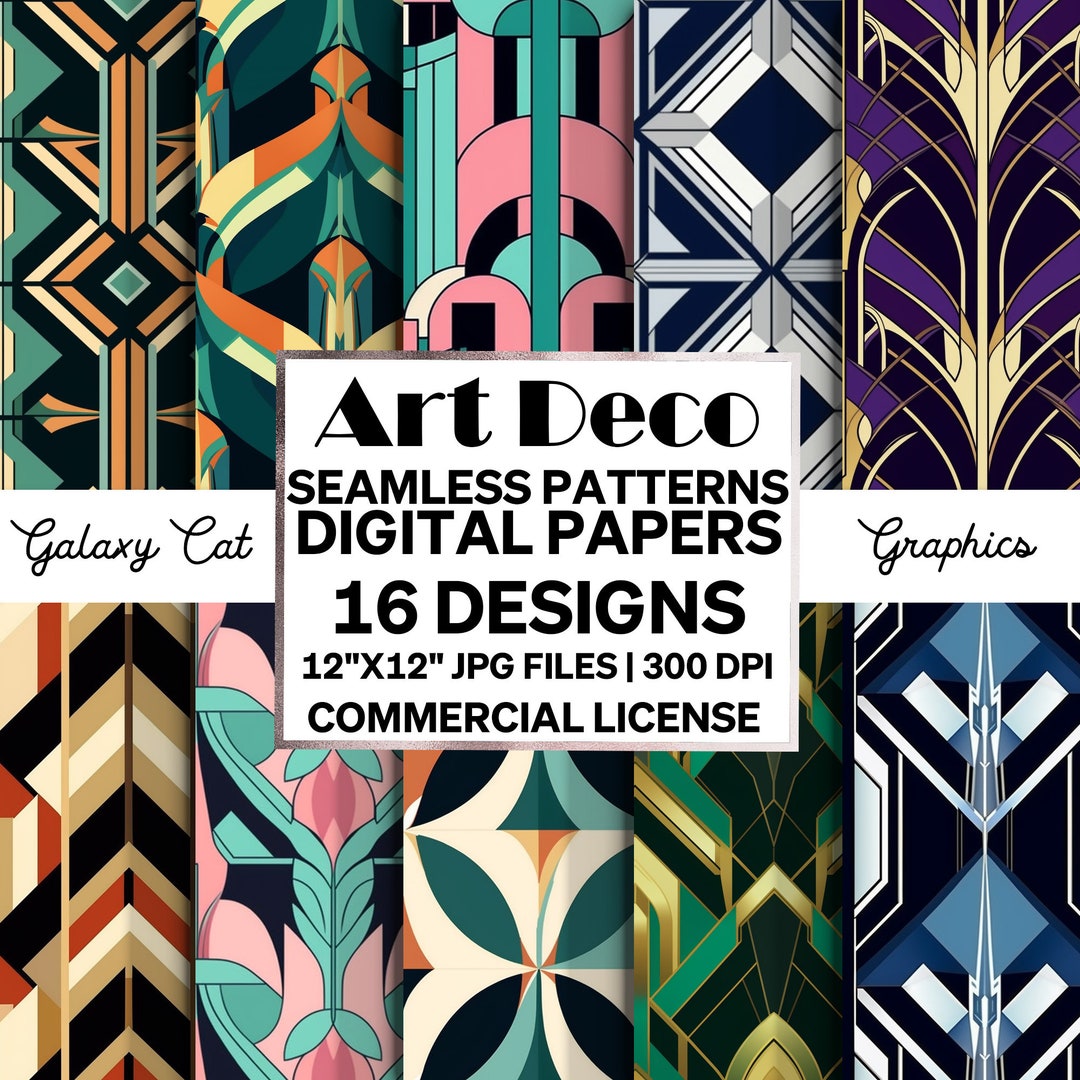 Art Deco Digital Paper, Instant Download for Commercial Use, Junk ...
