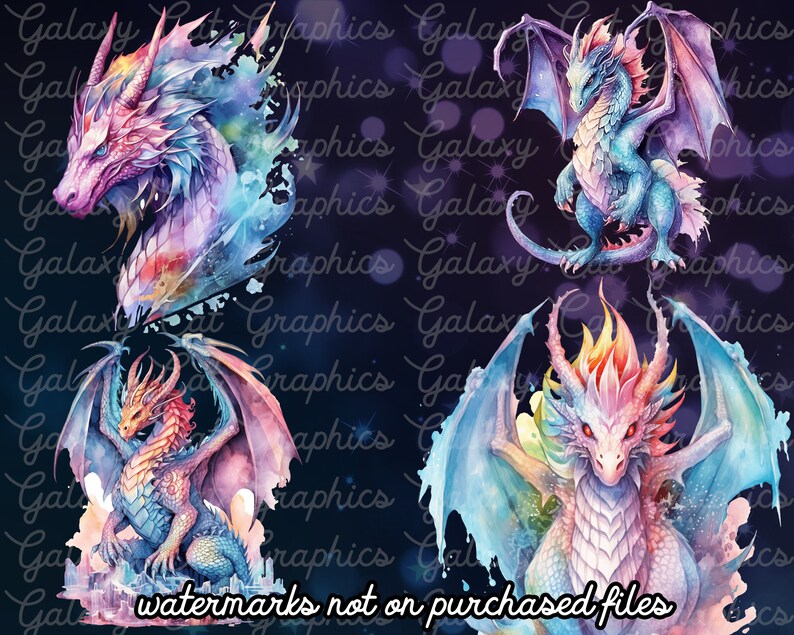 Dragon Clipart, Dragons Clipart Png , Watercolor Dragons, Digital ...