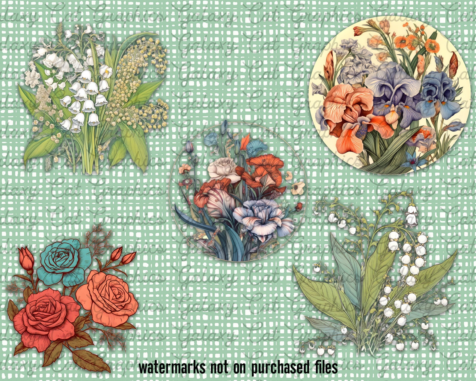 Vintage Floral Clipart, Floral Clip Art, Floral Clipart Graphics ...