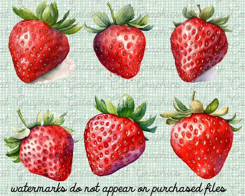 Strawberries Clipart, Fruit Clip Art, Digital Download, Strawberry Png ...