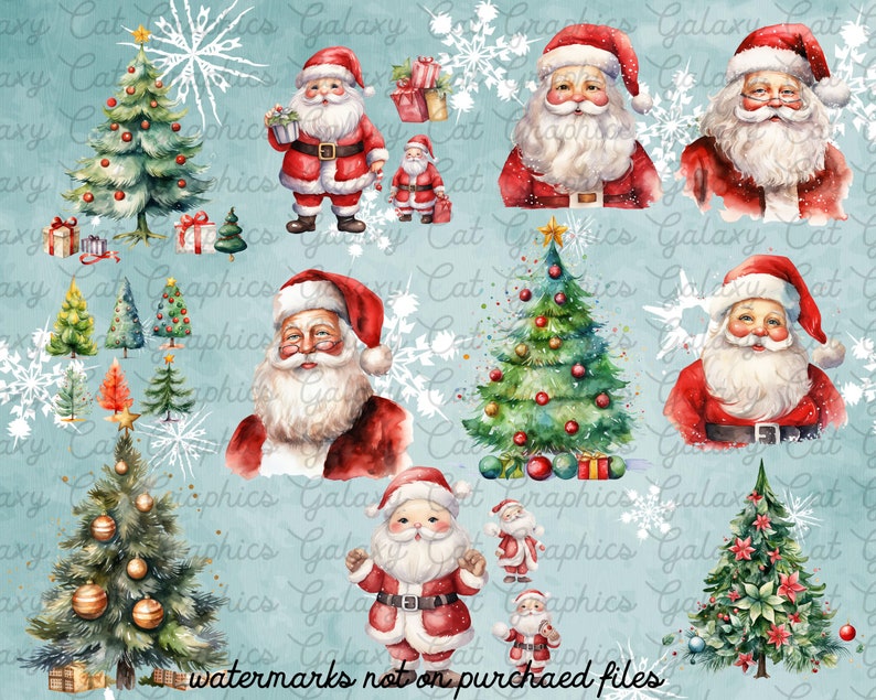 Christmas Clipart Watercolor, Christmas PNG, Holiday Clipart, Christmas ...