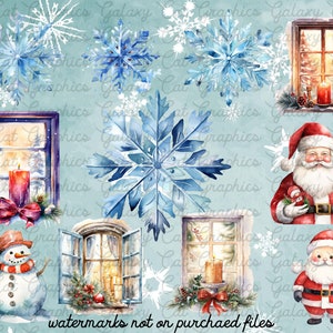 Christmas Clipart Watercolor, Christmas PNG, Holiday Clipart, Christmas ...