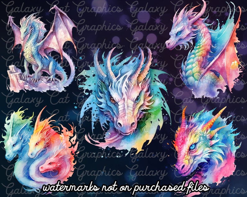 Dragon Clipart, Dragons Clipart Png , Watercolor Dragons, Digital ...
