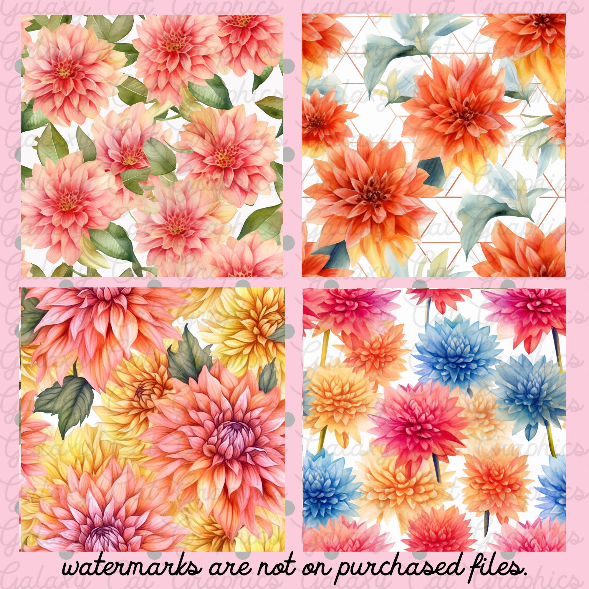 Floral Digital Papers, Seamless Patterns, Flowers Digital Art, Summer ...