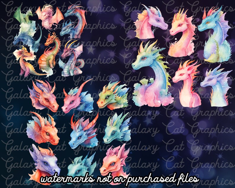 Dragon Clipart, Dragons Clipart Png , Watercolor Dragons, Digital ...