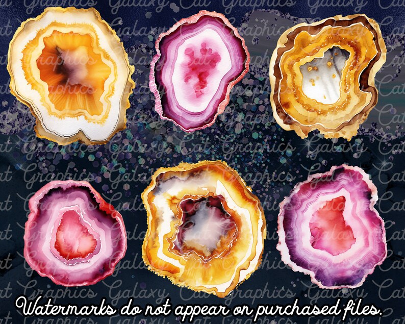 Agate Clipart, Agate Alices, Watercolor Agate Art, Digital Download ...