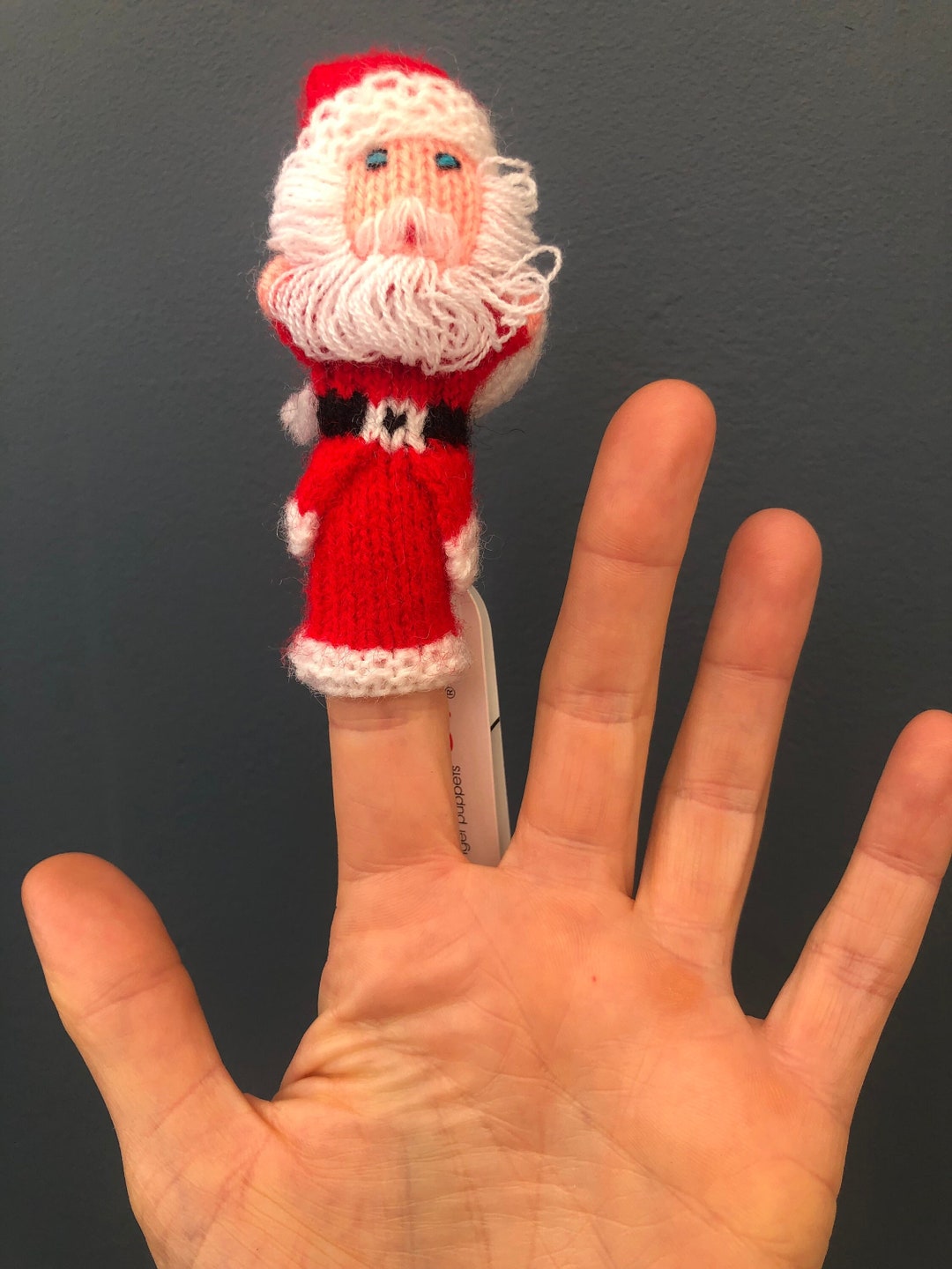 Hand Knitted Santa - Christmas Finger Puppet - Etsy