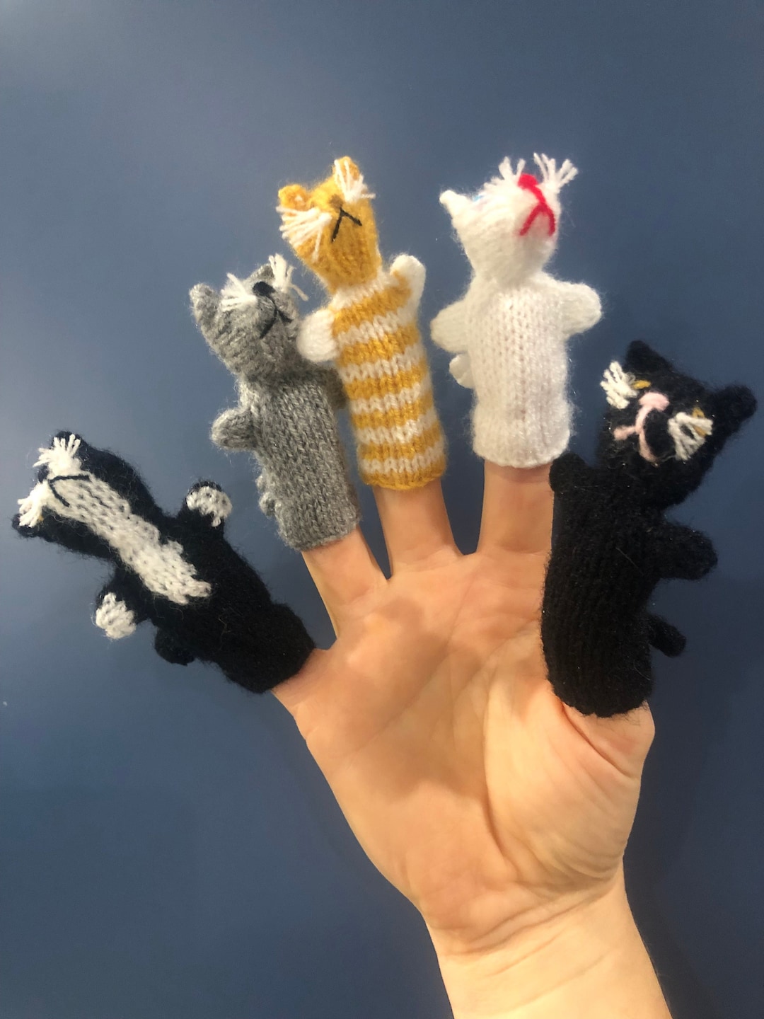 Hand Knitted Finger Puppets Cats - Etsy