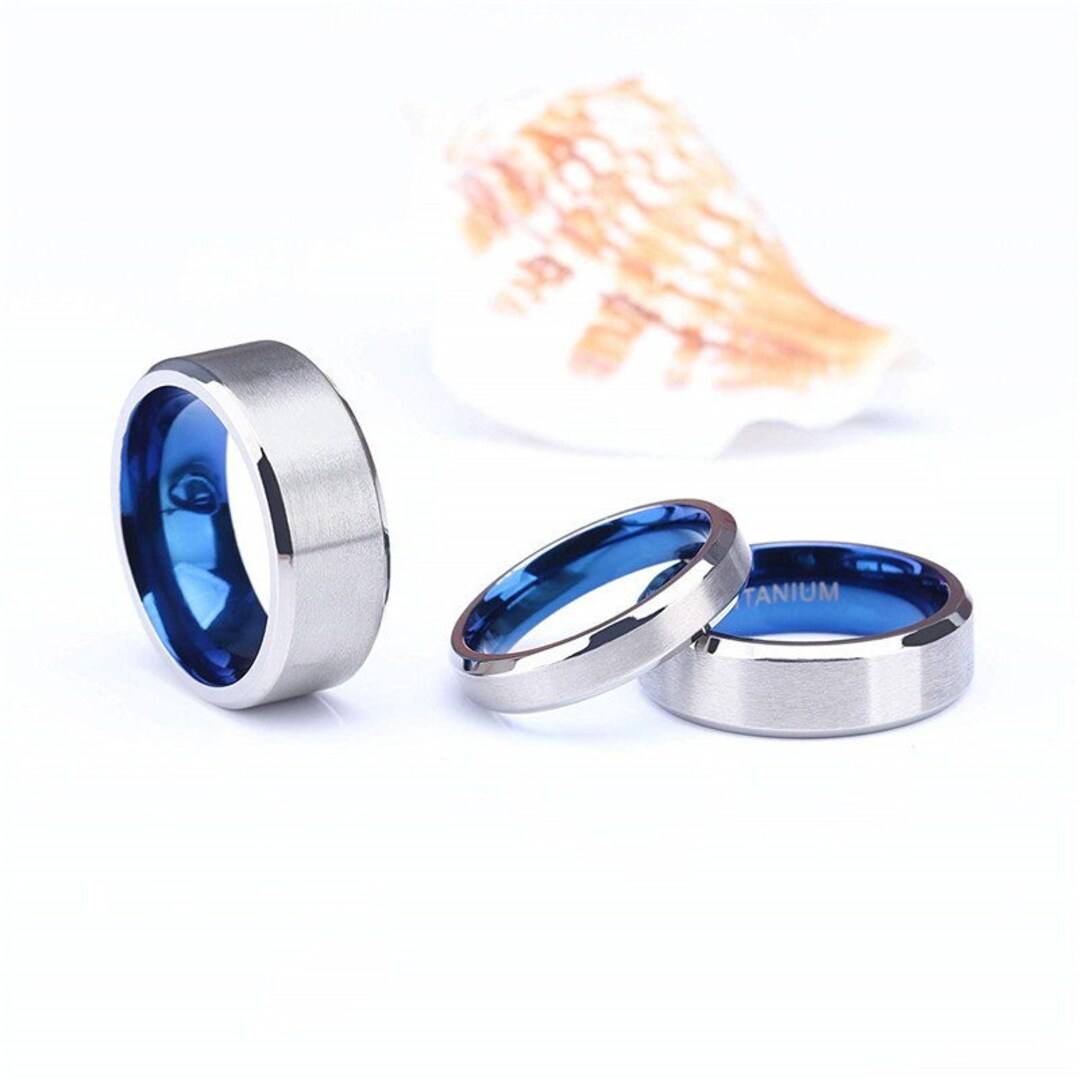 Model Pure Silver Blue Titanium Ring for Men Mens Unique - Etsy