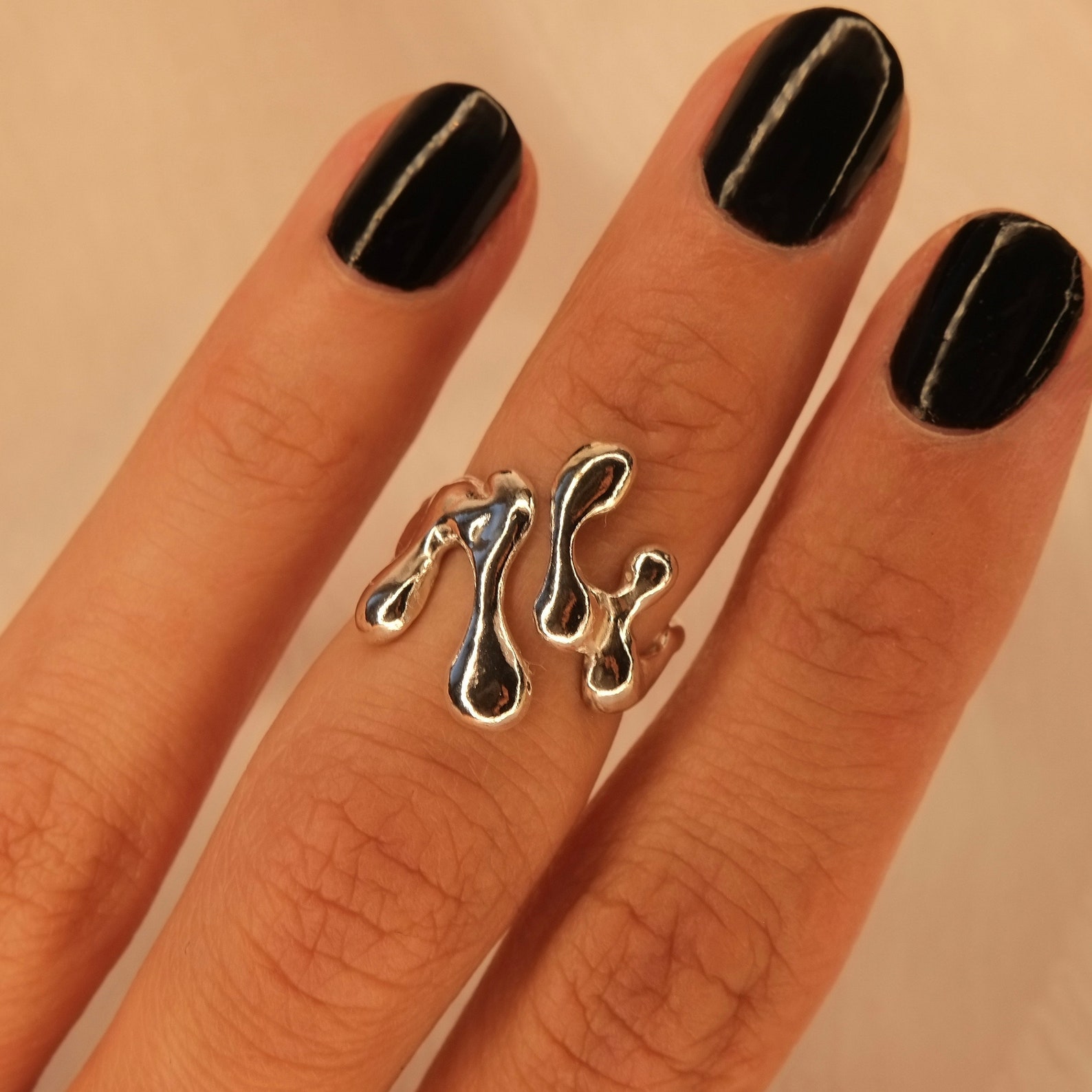 Silver Melted Ring, Adjustable Ring, Size Inclusive Ring, Handmade ...