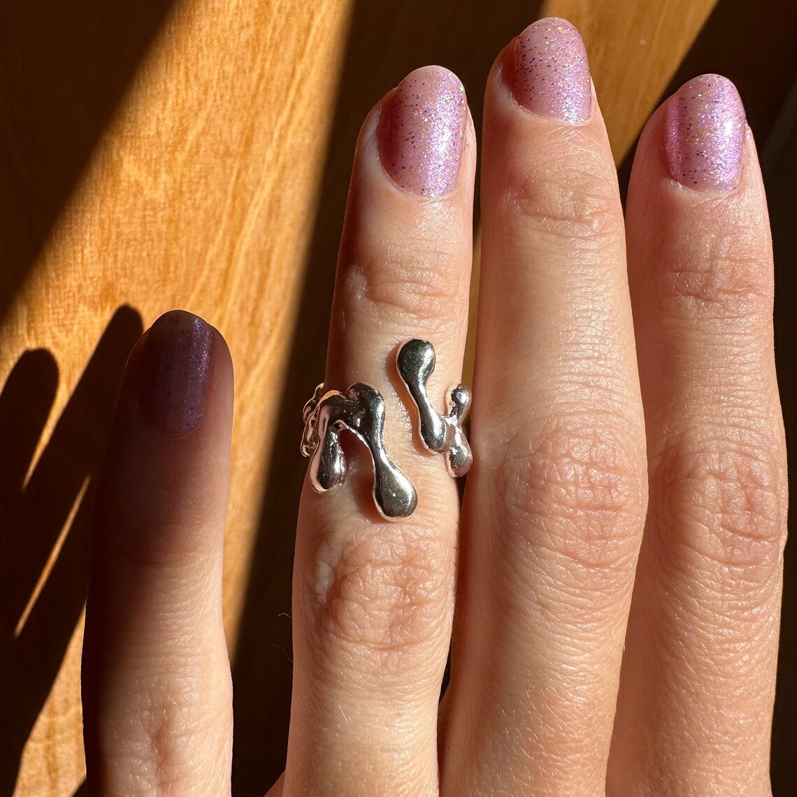 Silver Melted Ring, Adjustable Ring, Size Inclusive Ring, Handmade Jewelry, Solid Silver Ring ...