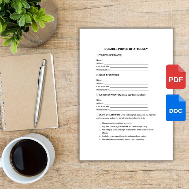 Durable Power of Attorney Template Legal Forms Instant Download, POA ...