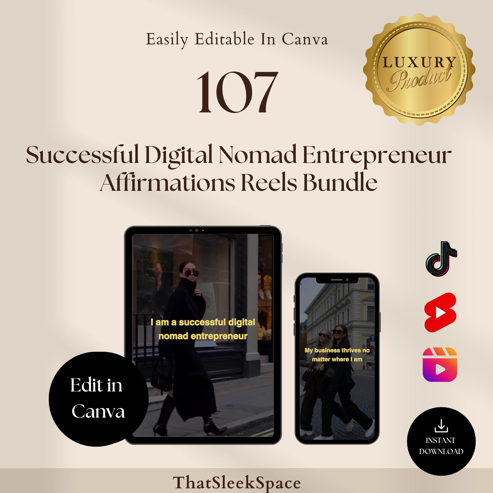 Successful Digital Nomad Entrepreneur Reels Bundle Instagram Tiktok ...