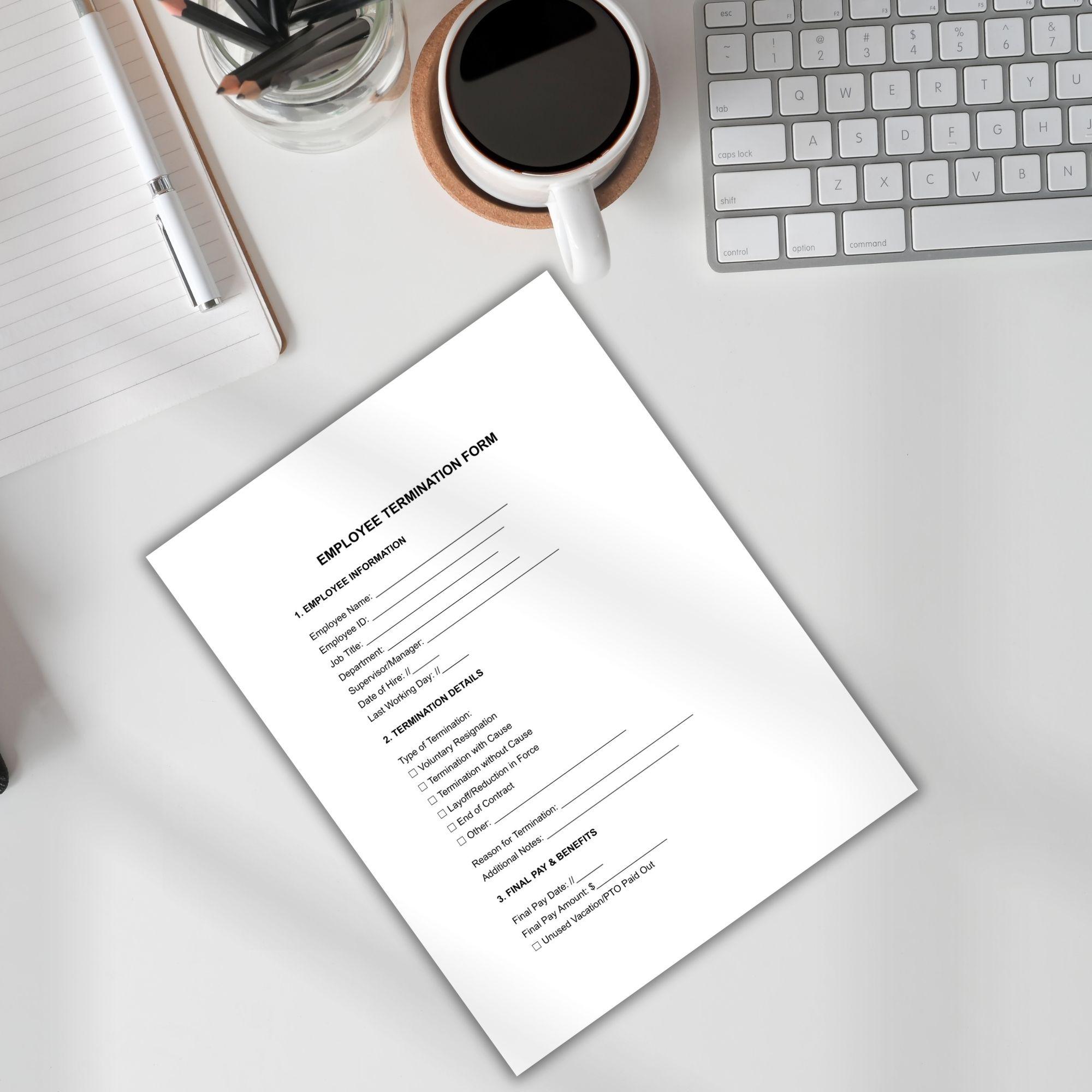 Employee Termination Form Printable and Editable Employee off Boarding ...