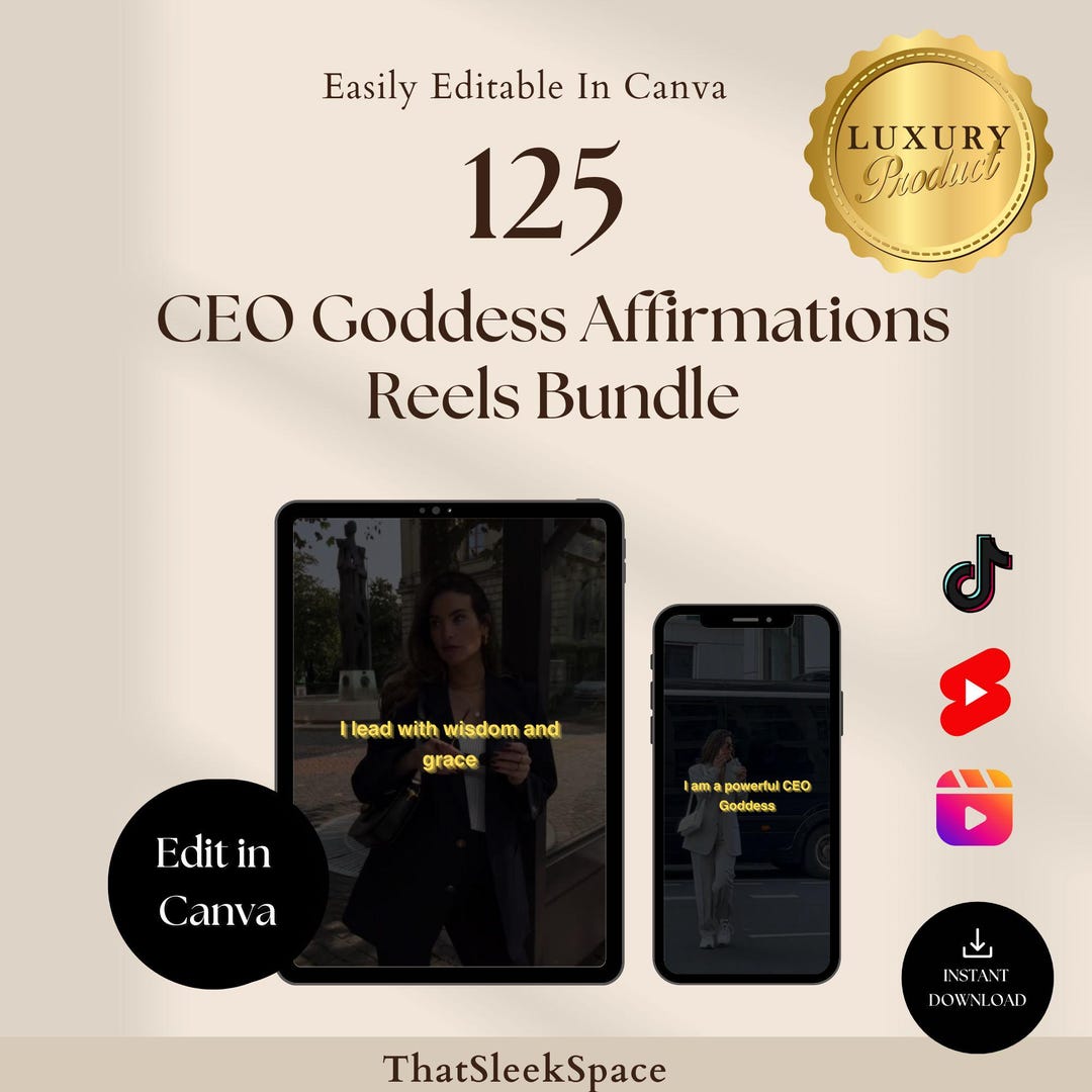 125 CEO Goddess Affirmations Reels Bundle Reels Pack Viral Instagram ...