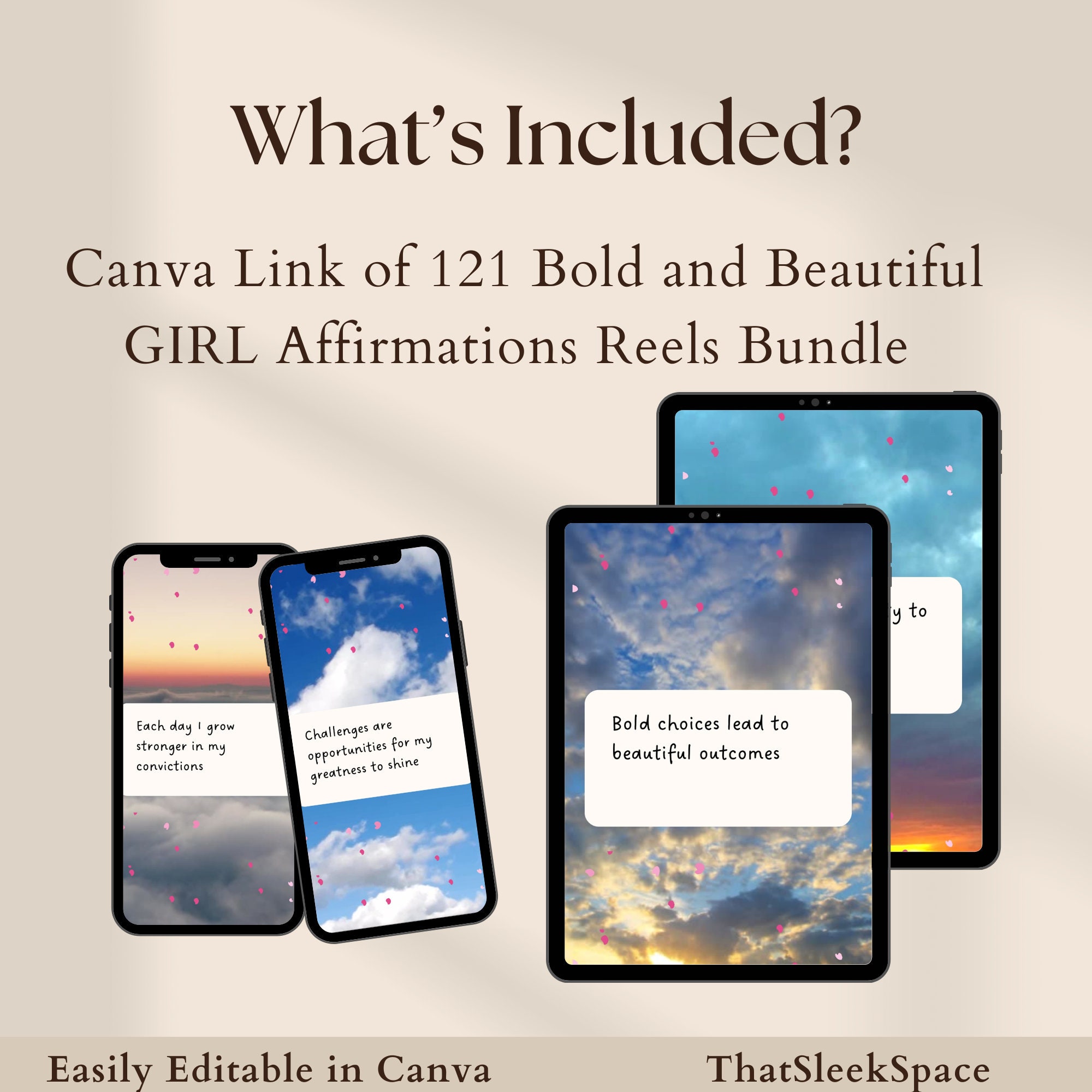 121 Bold and Beautiful Girl Boss Affirmations L Reels Bundle I ...
