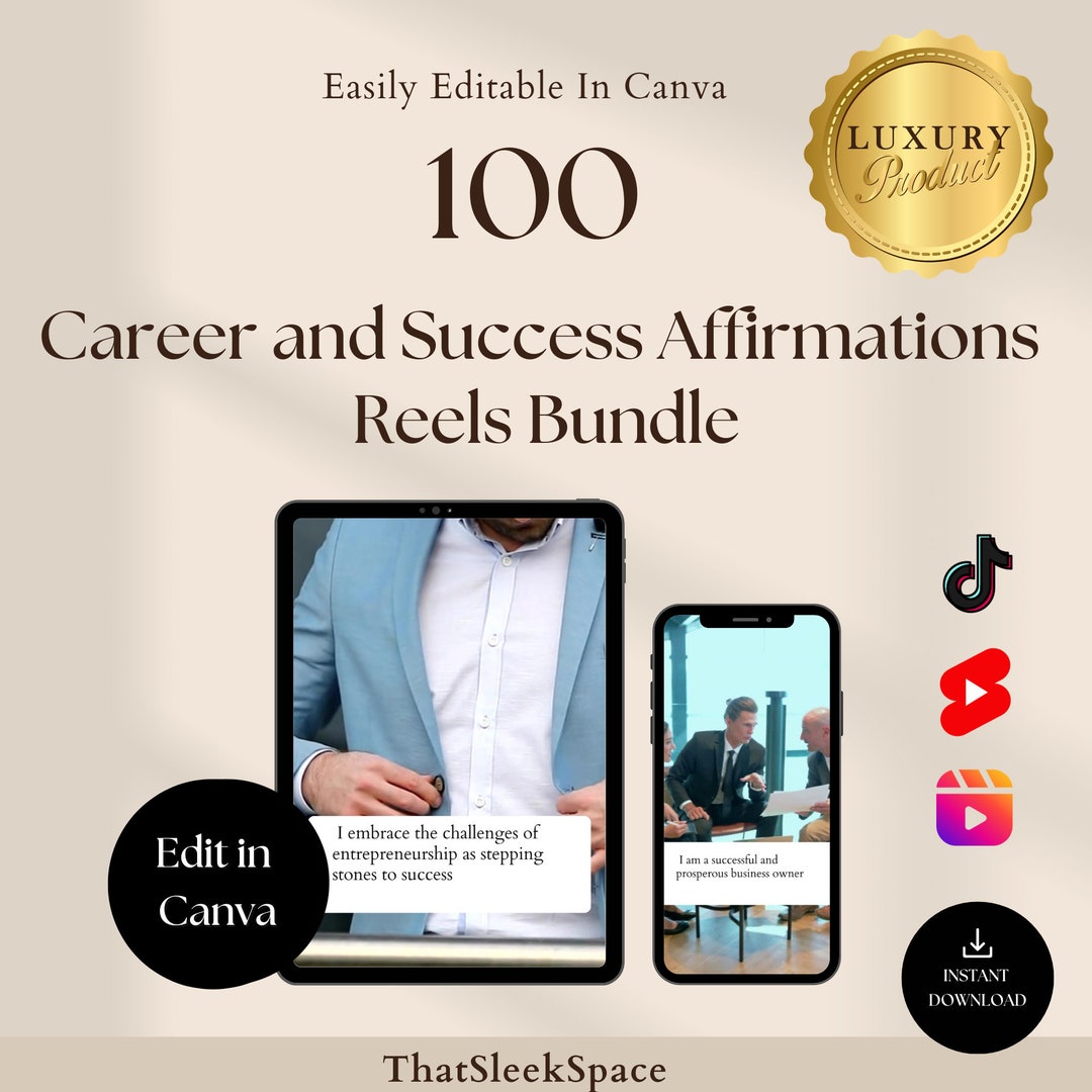 100 Career and Success Affirmations Reels Bundle L Instagram Reels ...