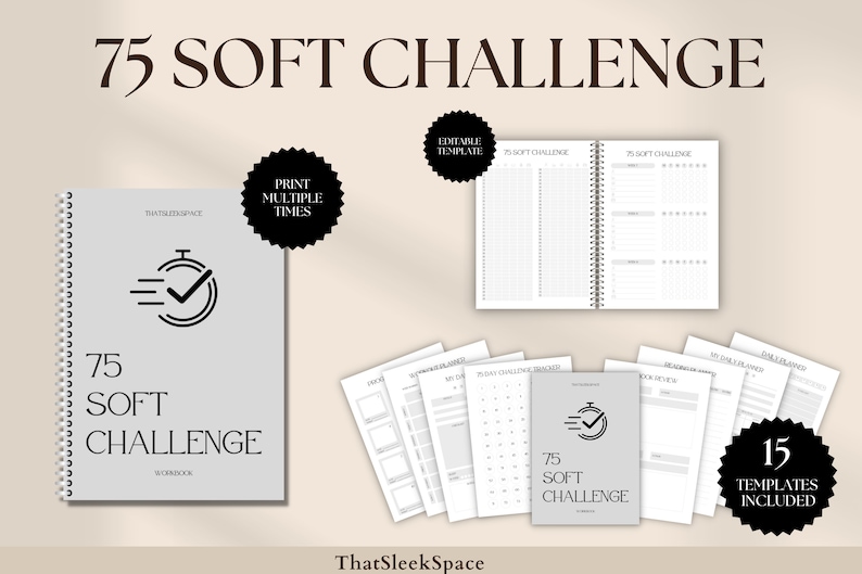 Canva Editable 75 Soft Challenge Tracker Bundle | Printable | Daily 75 ...
