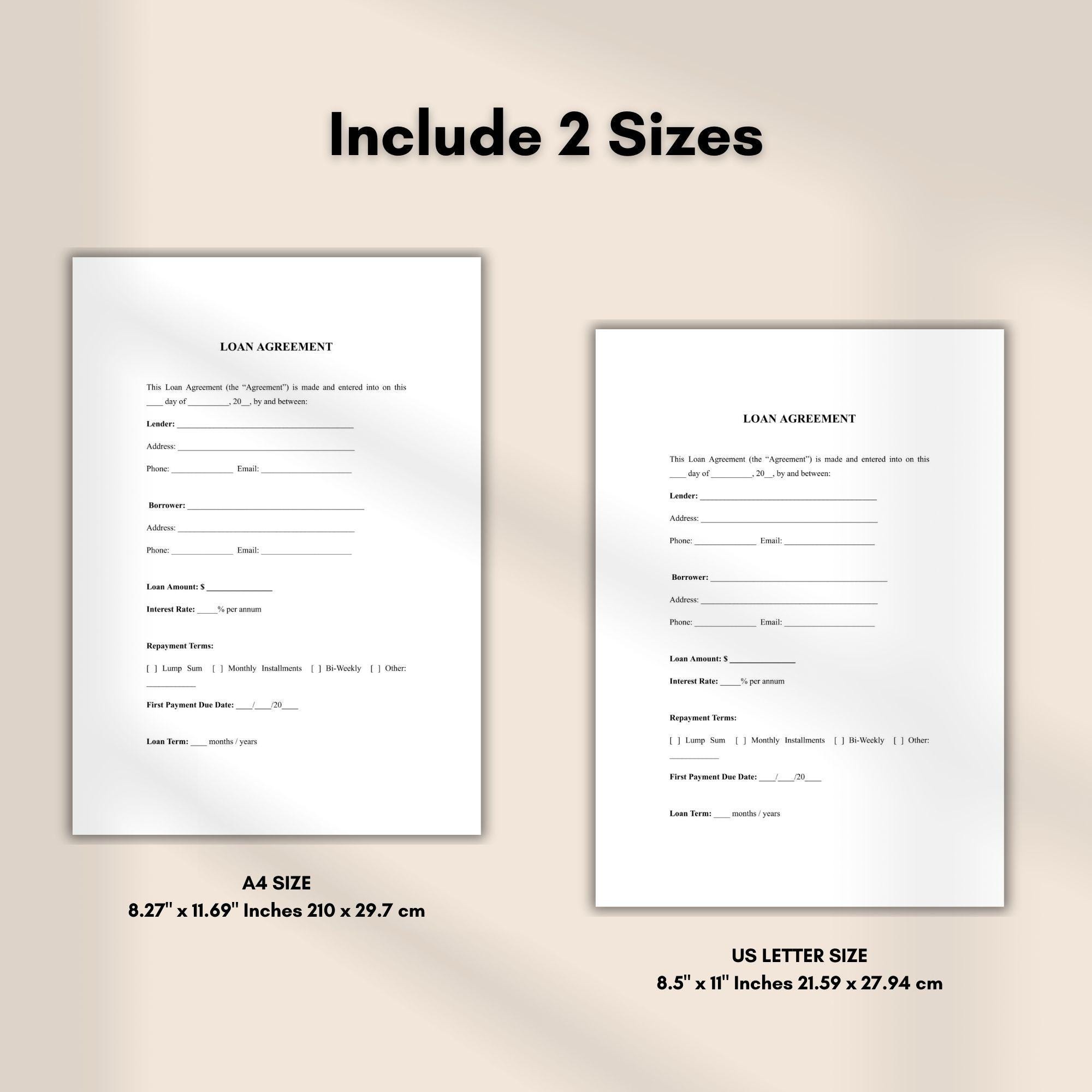 Loan Agreement Template | Editable Personal Loan Contract | Printable ...