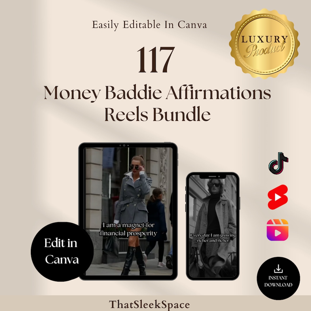 117 Money Baddie Affirmations Reels Bundle Instagram Tiktok, Youtube ...