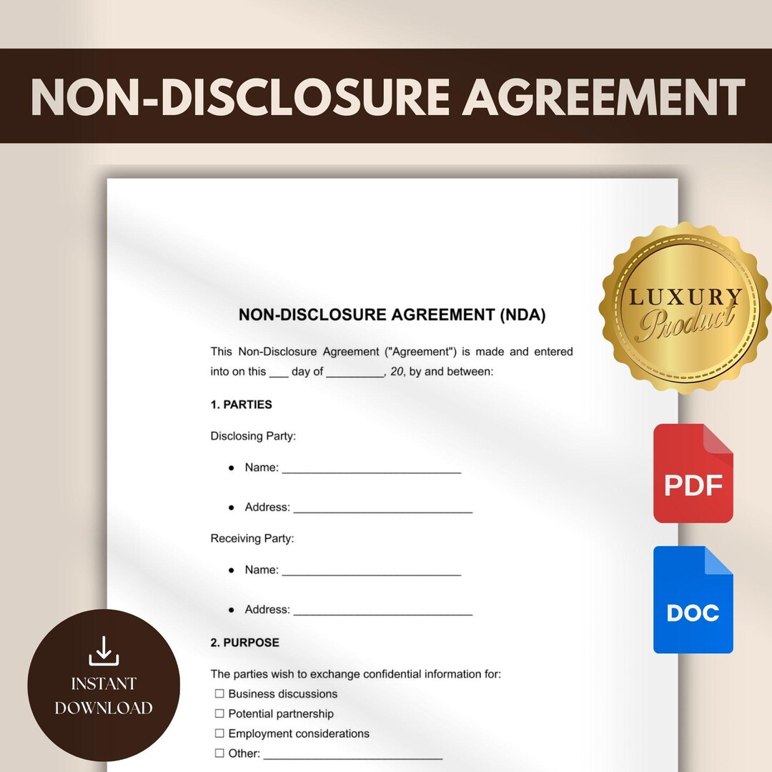 Non-disclosure Agreement Template NDA Forms Confidential Disclosure ...