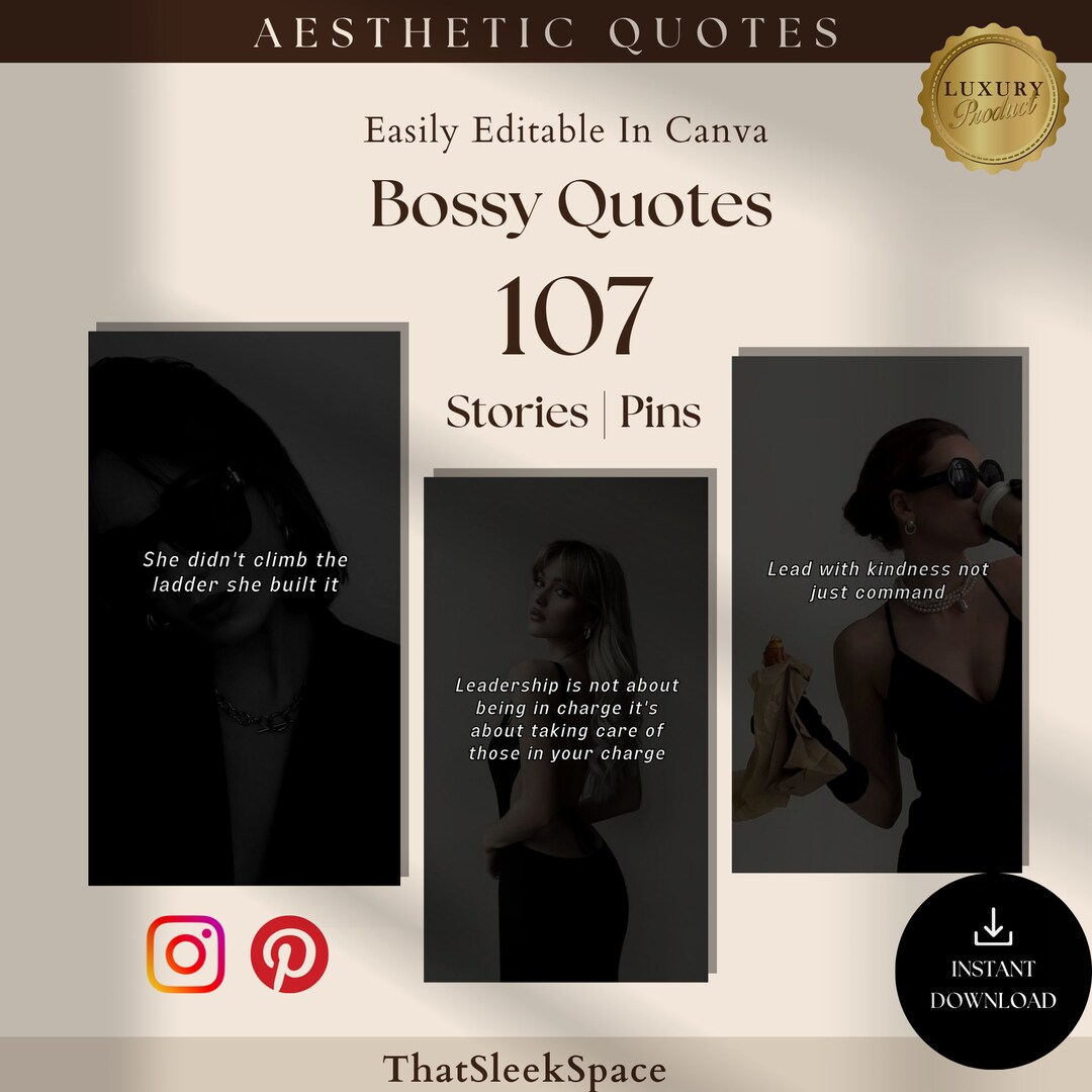 107 Bossy Quotes IG Story Bundle | Pinterest Pins | Done for You ...