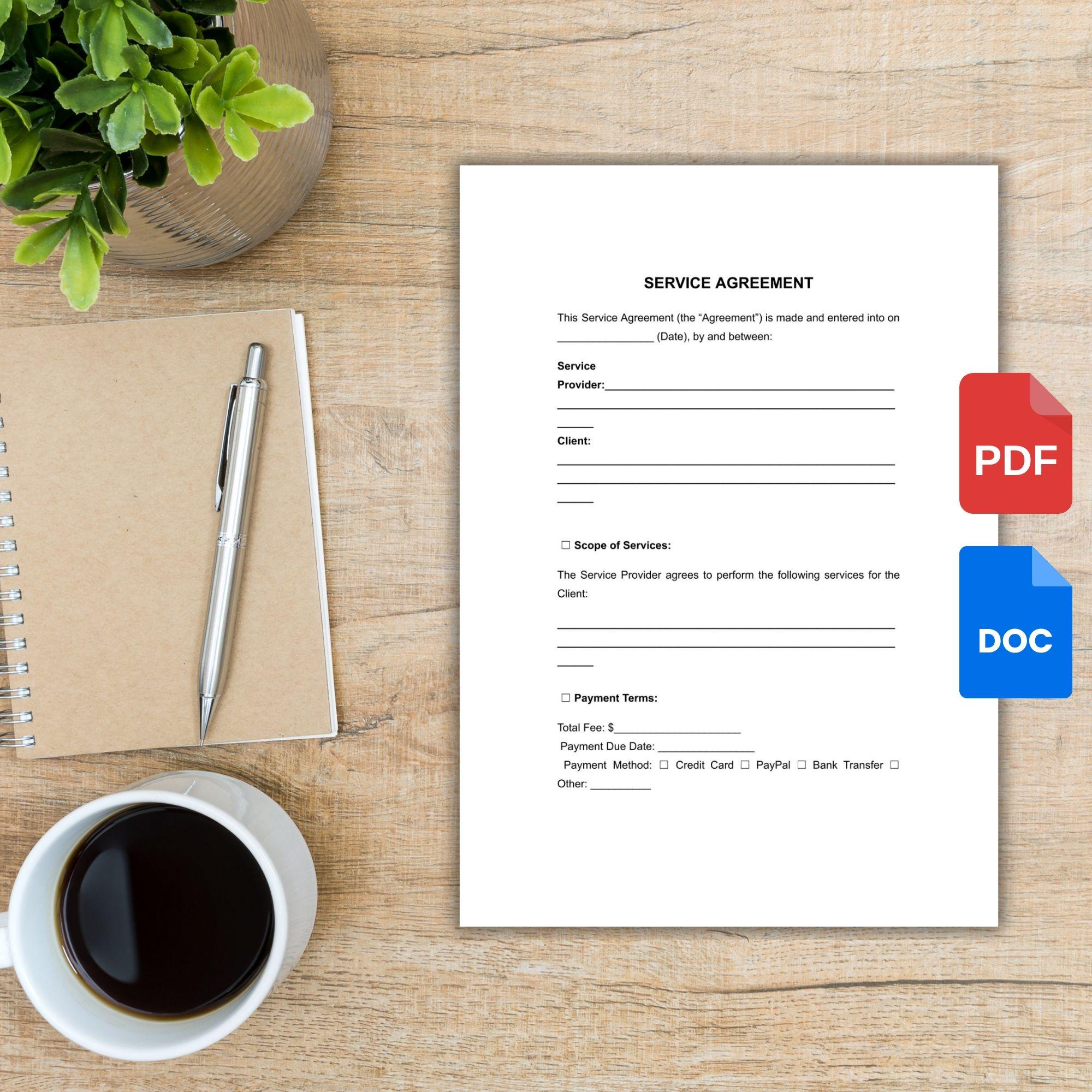Printable Service Contract Templates Services Contract Agreement ...
