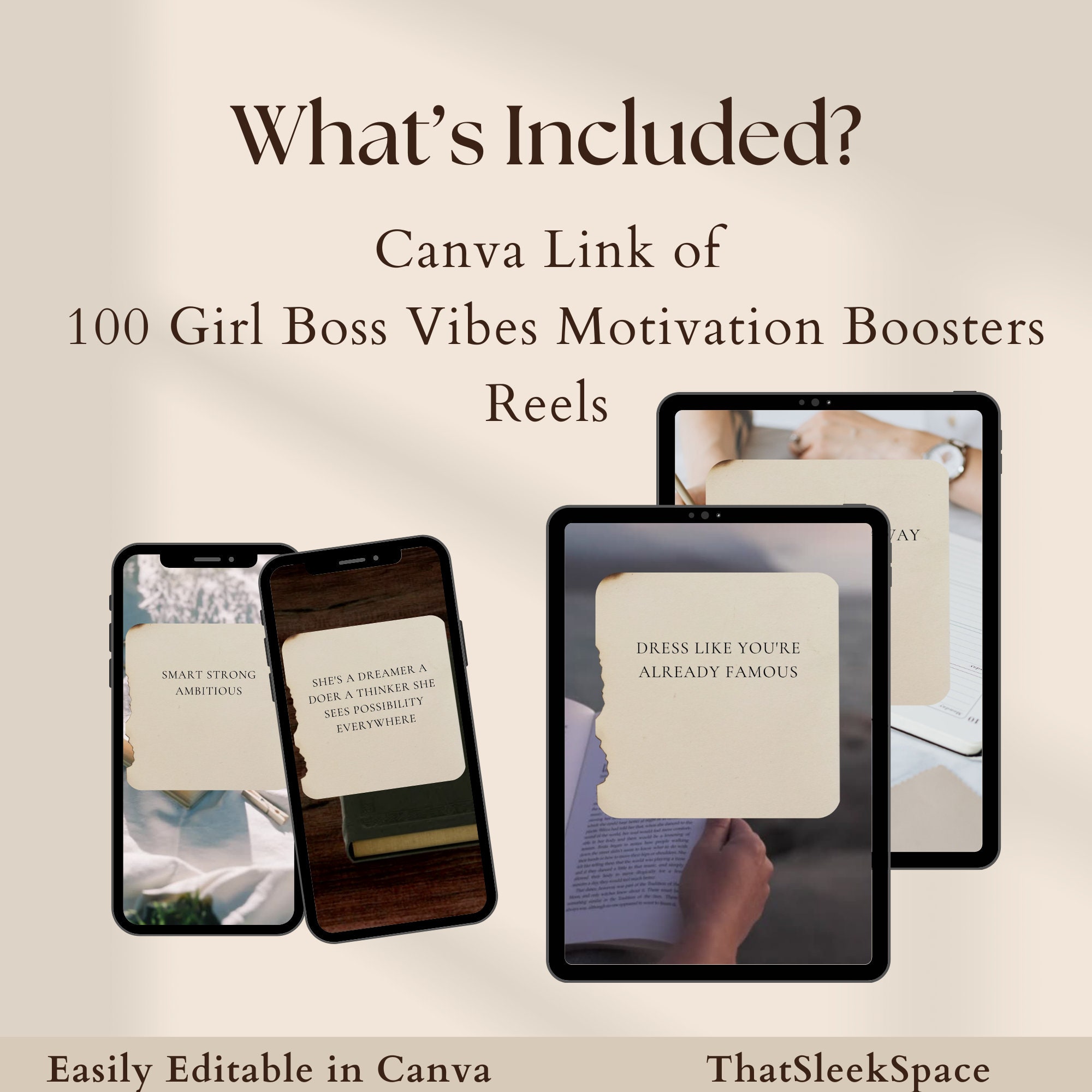 100 Girl Boss Vibes Motivation Boosters L Reels Bundle I Instagram ...