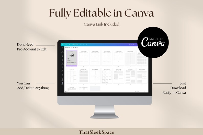 Canva Editable 75 Soft Challenge Tracker Bundle | Printable | Daily 75 ...