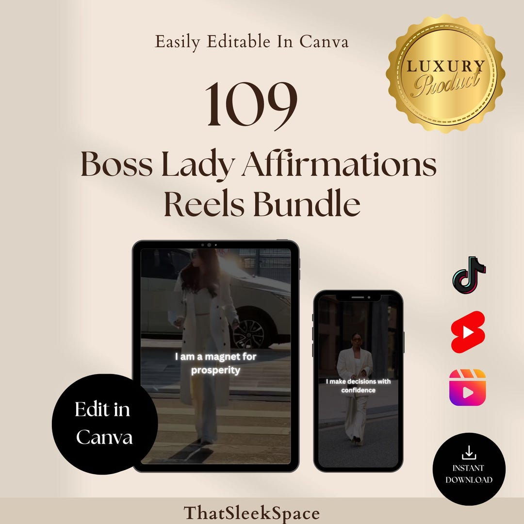 109 Boss Lady Affirmations Reels Bundle L Reels Pack I Viral Instagram ...