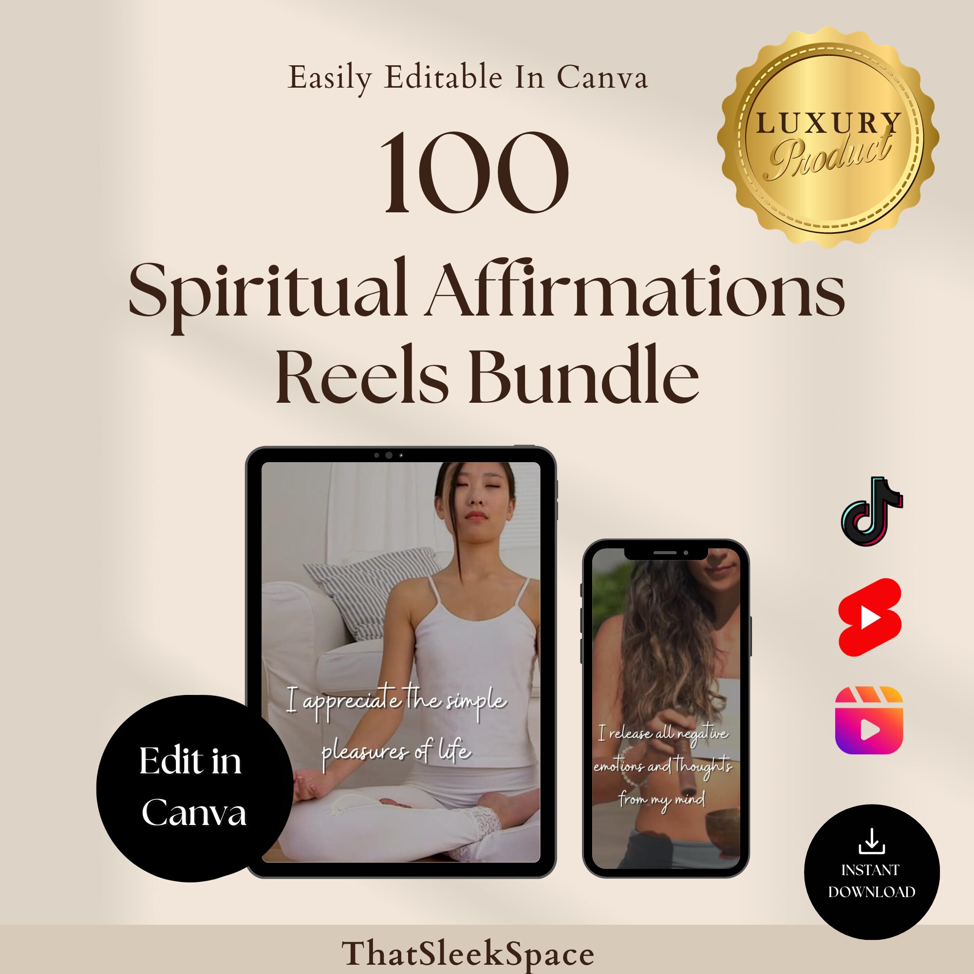 100 Spiritual Affirmations Viral Reels Bundle L Affirmation Video ...