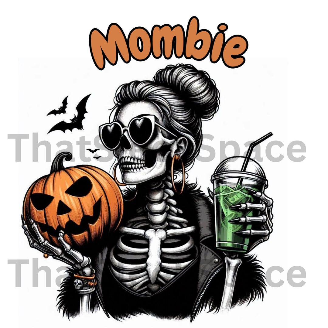 Retro Halloween Png, Mombie PNG, Skeleton Clipart, Retro Mama Png ...