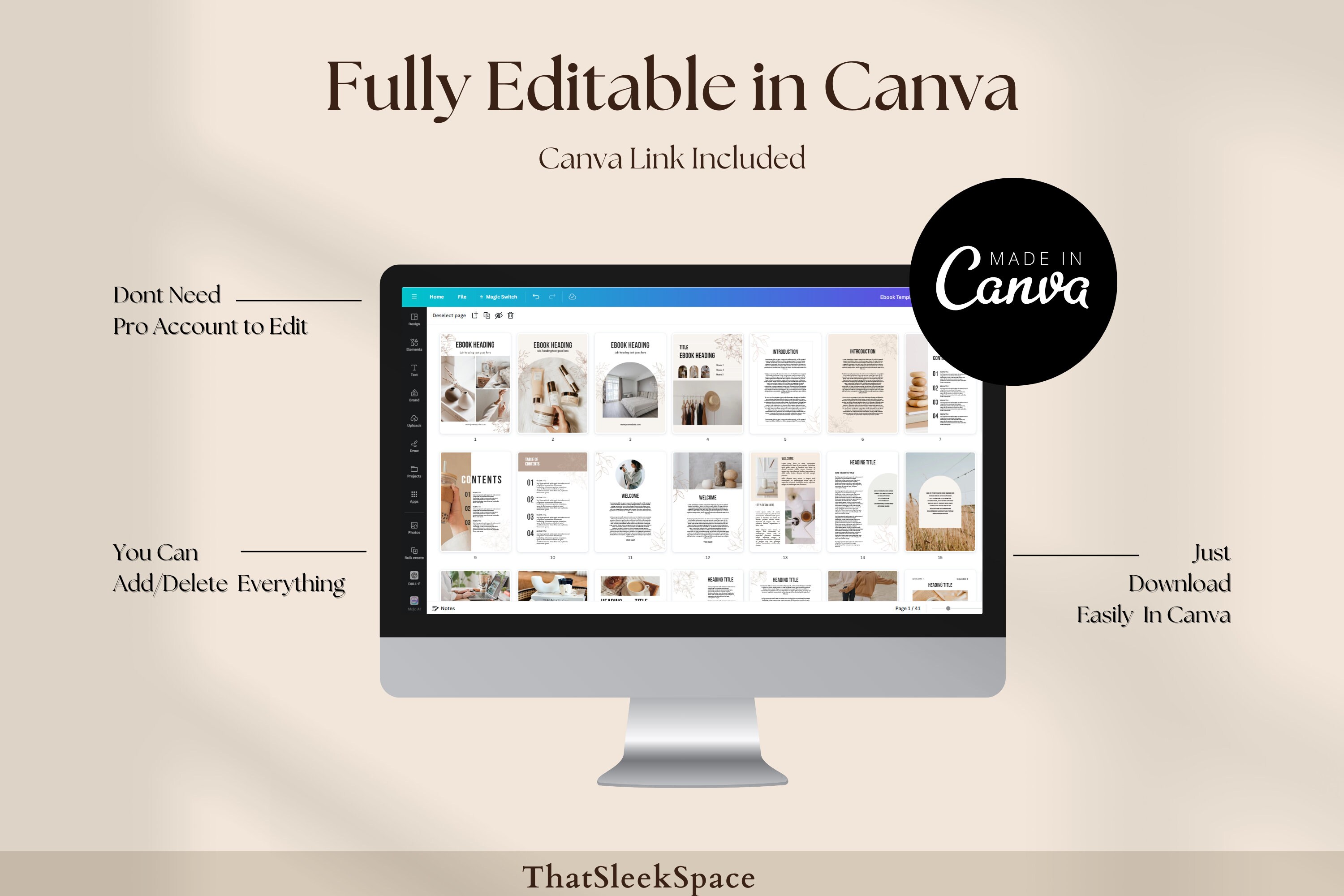 Ebook Template Canva Editable Aesthetic Ebook Canva Template Workbook ...