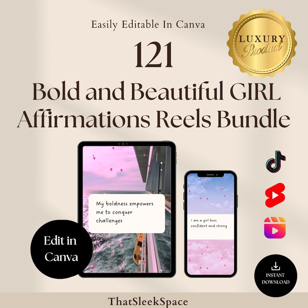 121 Bold and Beautiful Girl Boss Affirmations L Reels Bundle I ...