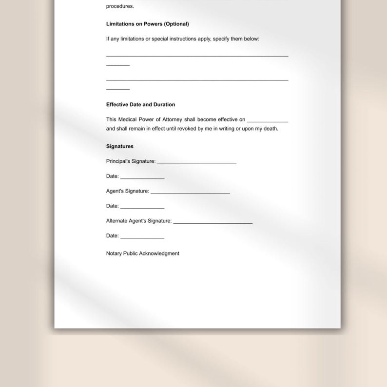Medical Power of Attorney Form Printable Medical Power of Attorney ...