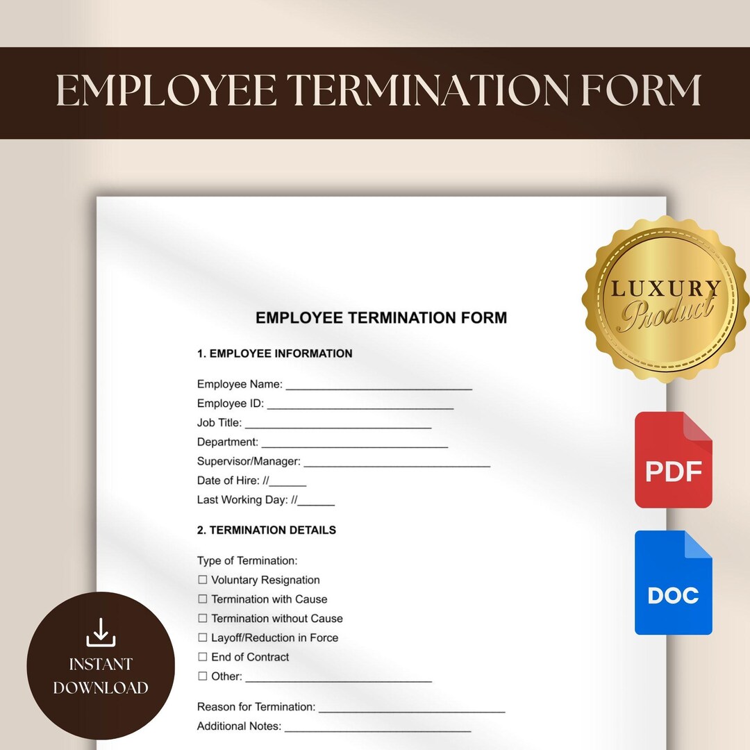 Employee Termination Form Printable and Editable Employee off Boarding ...