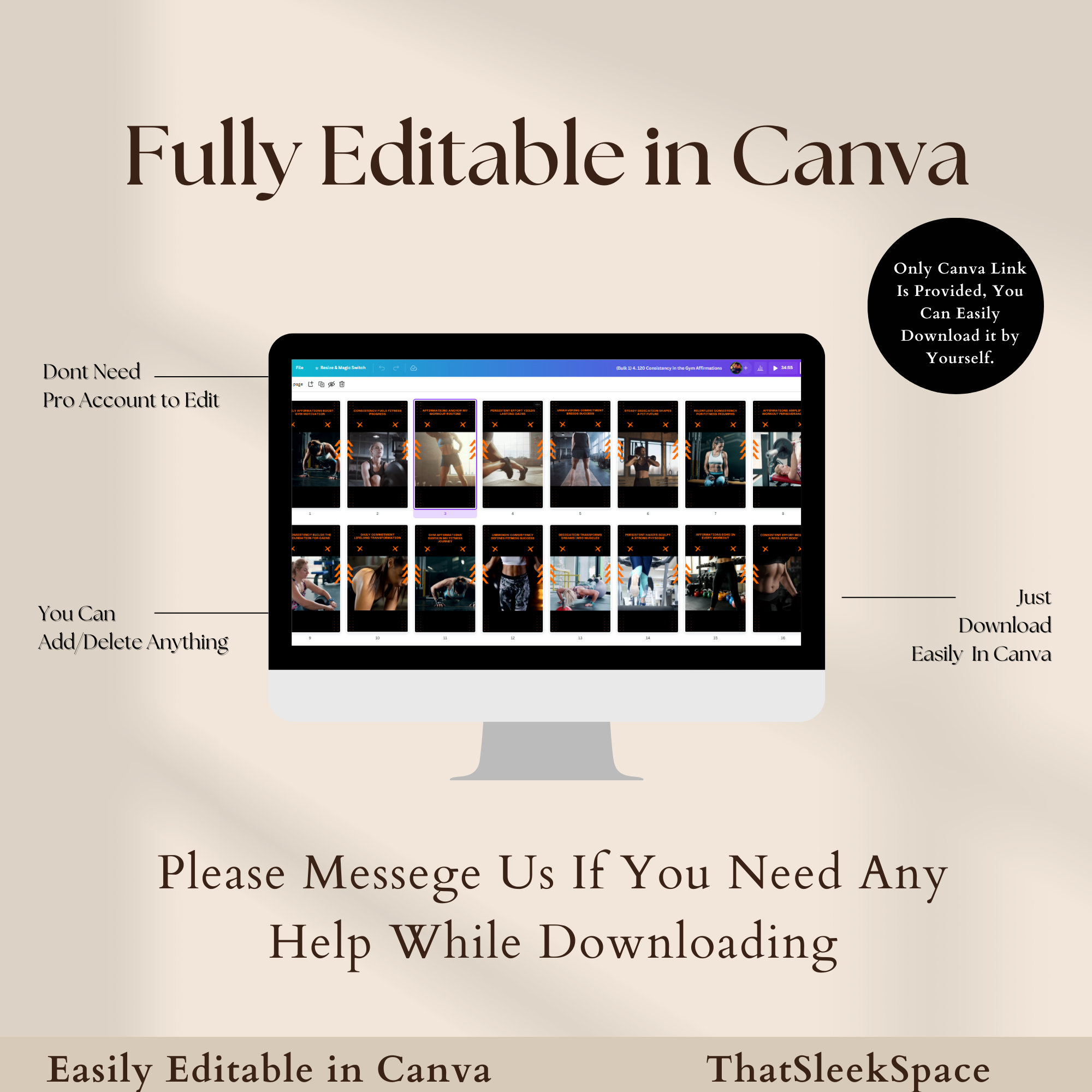 120 Gym Body Affirmations Reels Pack, Fitness Coach Reels, Tiktok ...