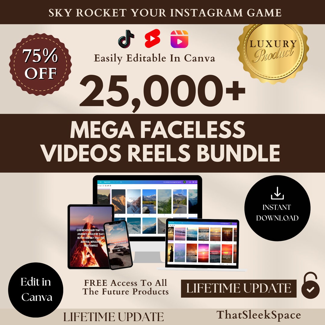 25,000 MEGA FACELESS Reels Bundle L Instagram Reels, Tiktok,youtube Shorts I Canva Editable ...