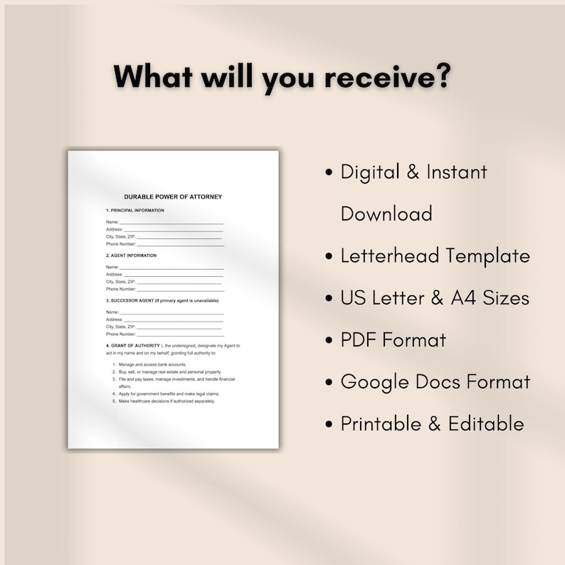 Durable Power of Attorney Template Legal Forms Instant Download, POA ...