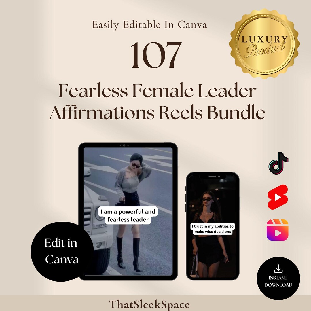 107 Fearless Female Leader Affirmations Reels Bundle Reels Pack Viral ...