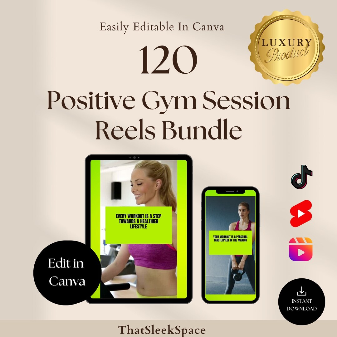 120 Gym Instagram Reels Fitness Coach Reels Tiktok Youtube Shorts Canva Editable Instagram