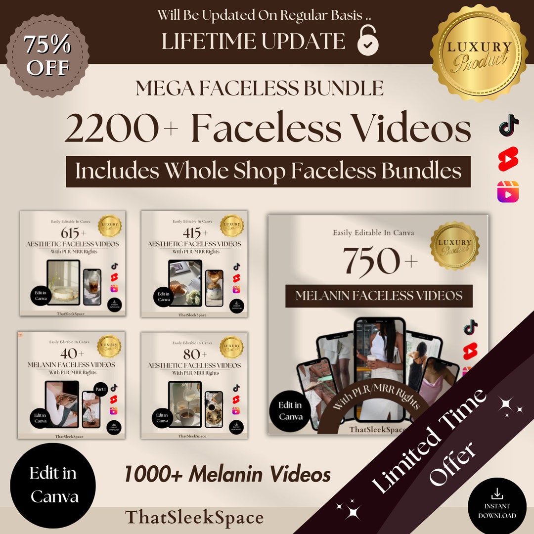 Mega Faceless Videos Aesthetic Videos Master Resell Rights MRR Done for You DFY Faceless ...