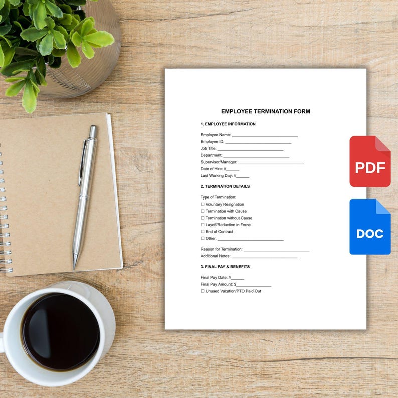 Employee Termination Form Printable and Editable Employee off Boarding ...
