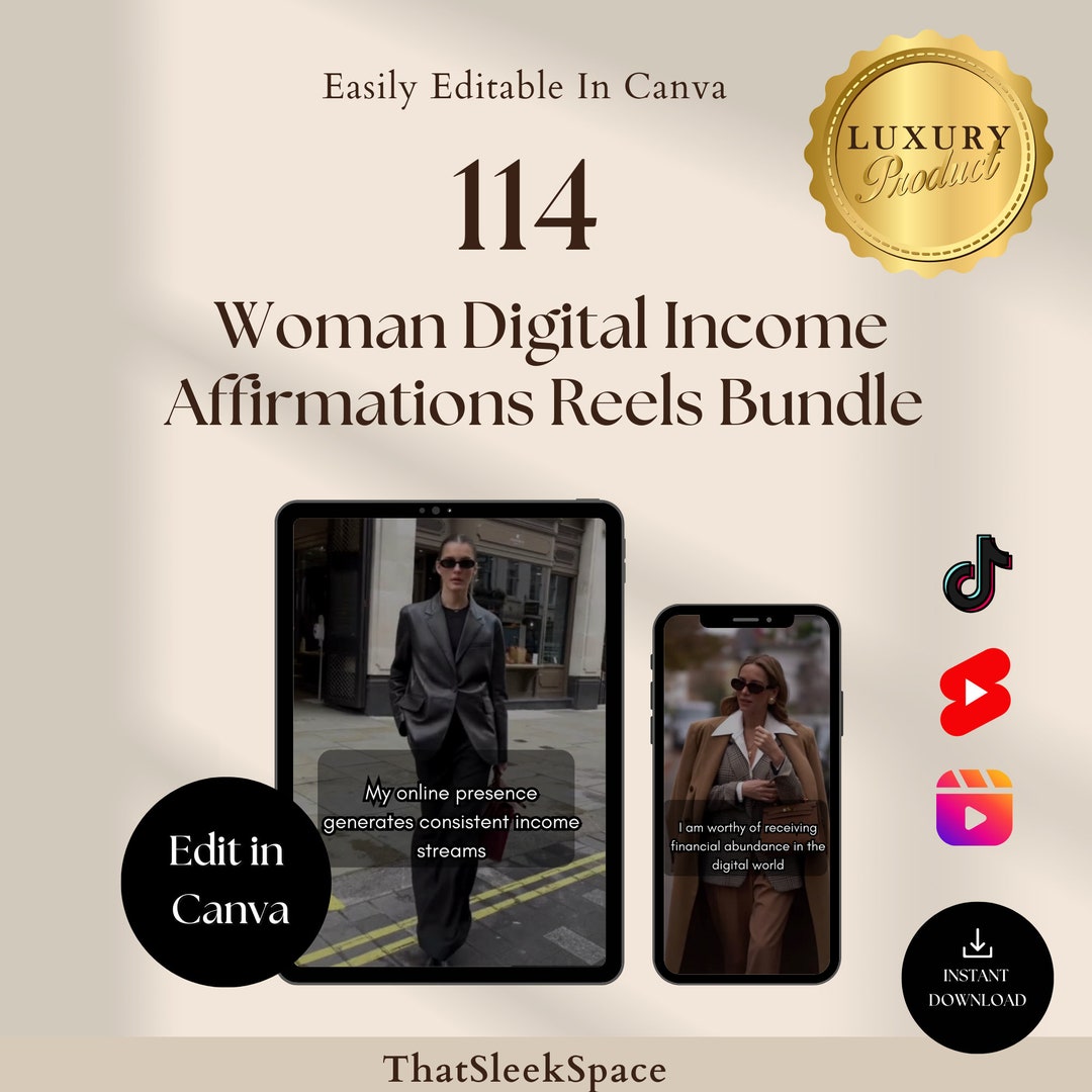 114 Woman Digital Income Affirmations Reels Bundle Instagram Tiktok ...