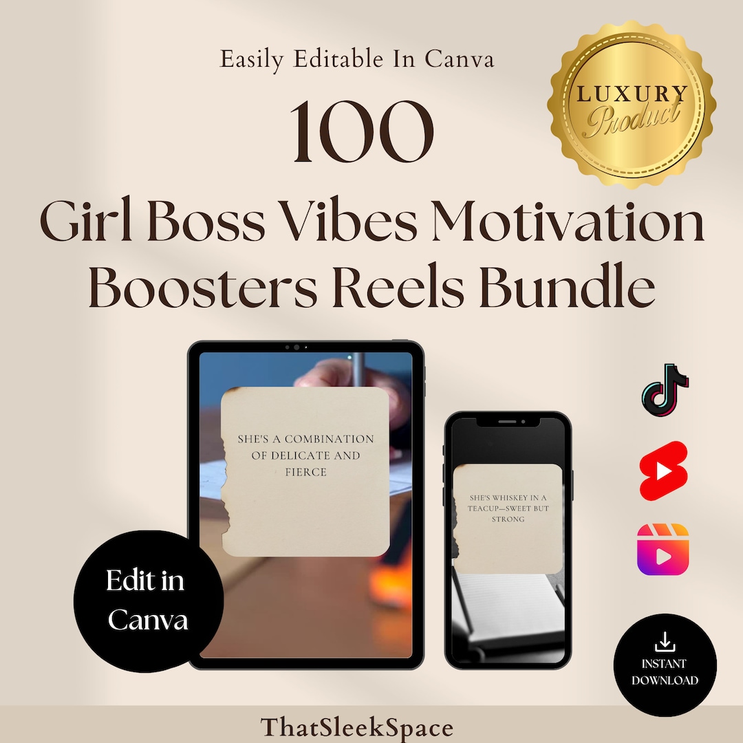 100 Girl Boss Vibes Motivation Boosters L Reels Bundle I Instagram ...
