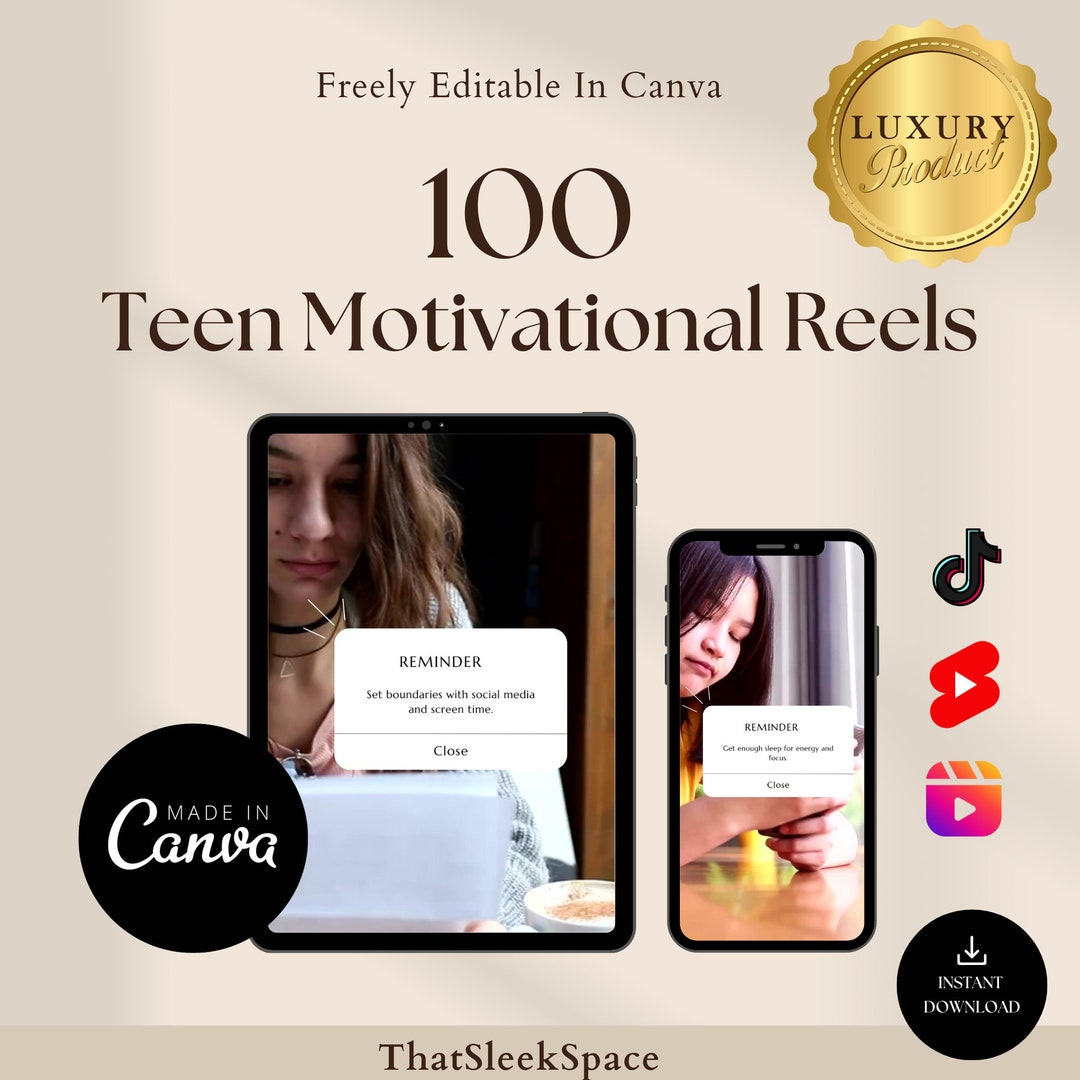 100 Teens Motivational Reels L Video Reels Templates I for Instagram ...