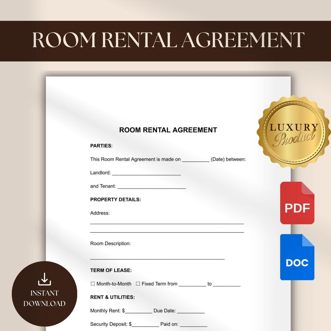 Printable Room Rental Agreement Template Editable Room Tenancy ...