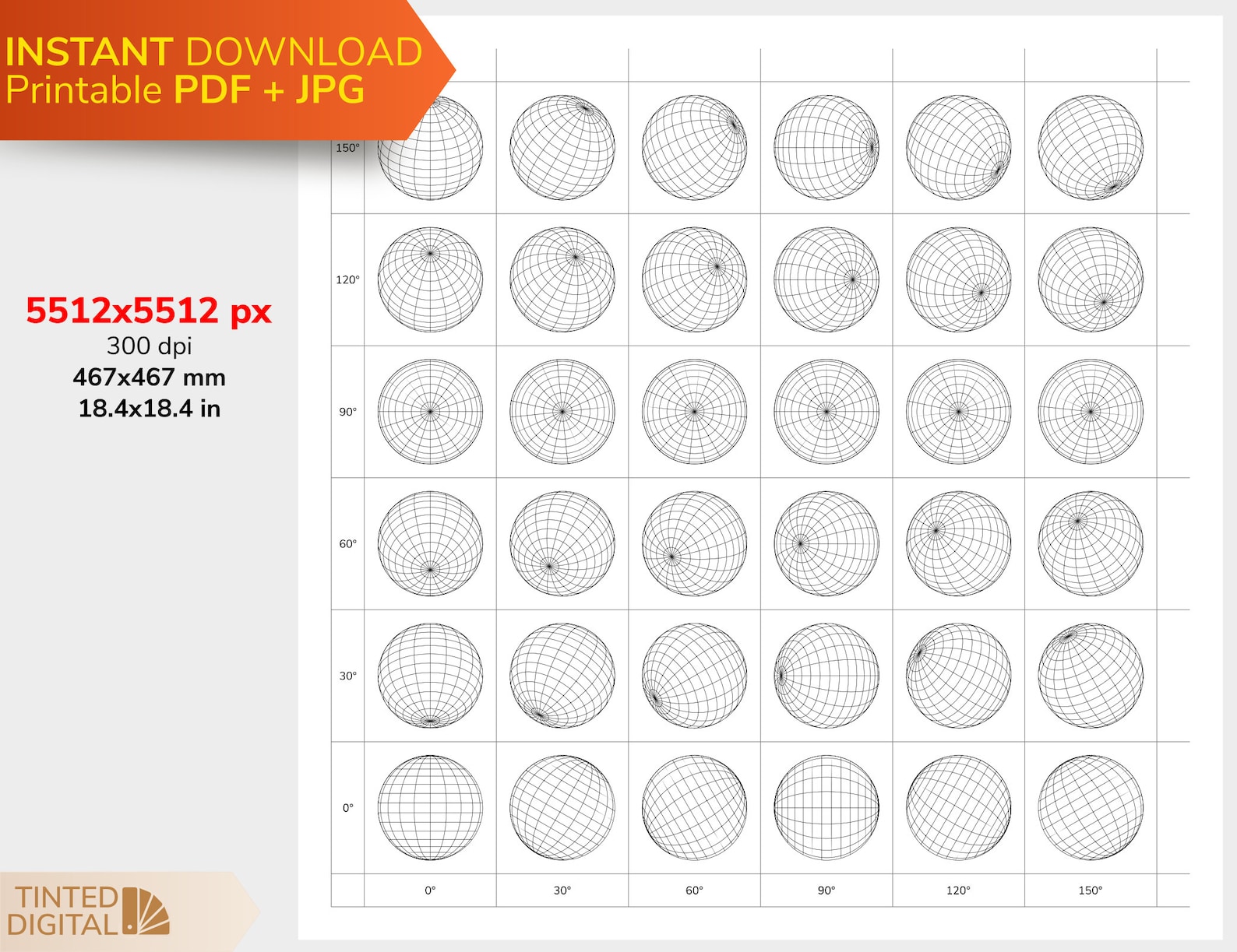 Sphere Wireframe Reference for Drawing Longtitude and Latitude Lines ...
